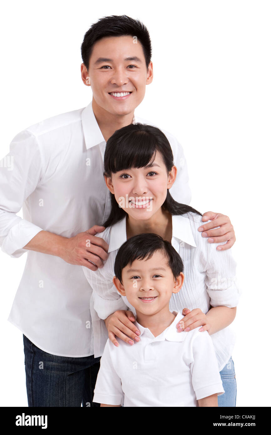Portrait of a happy family with one child Stock Photo - Alamy