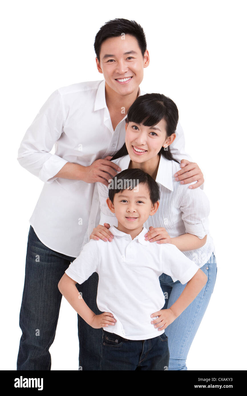 Portrait of a happy family with one child Stock Photo - Alamy