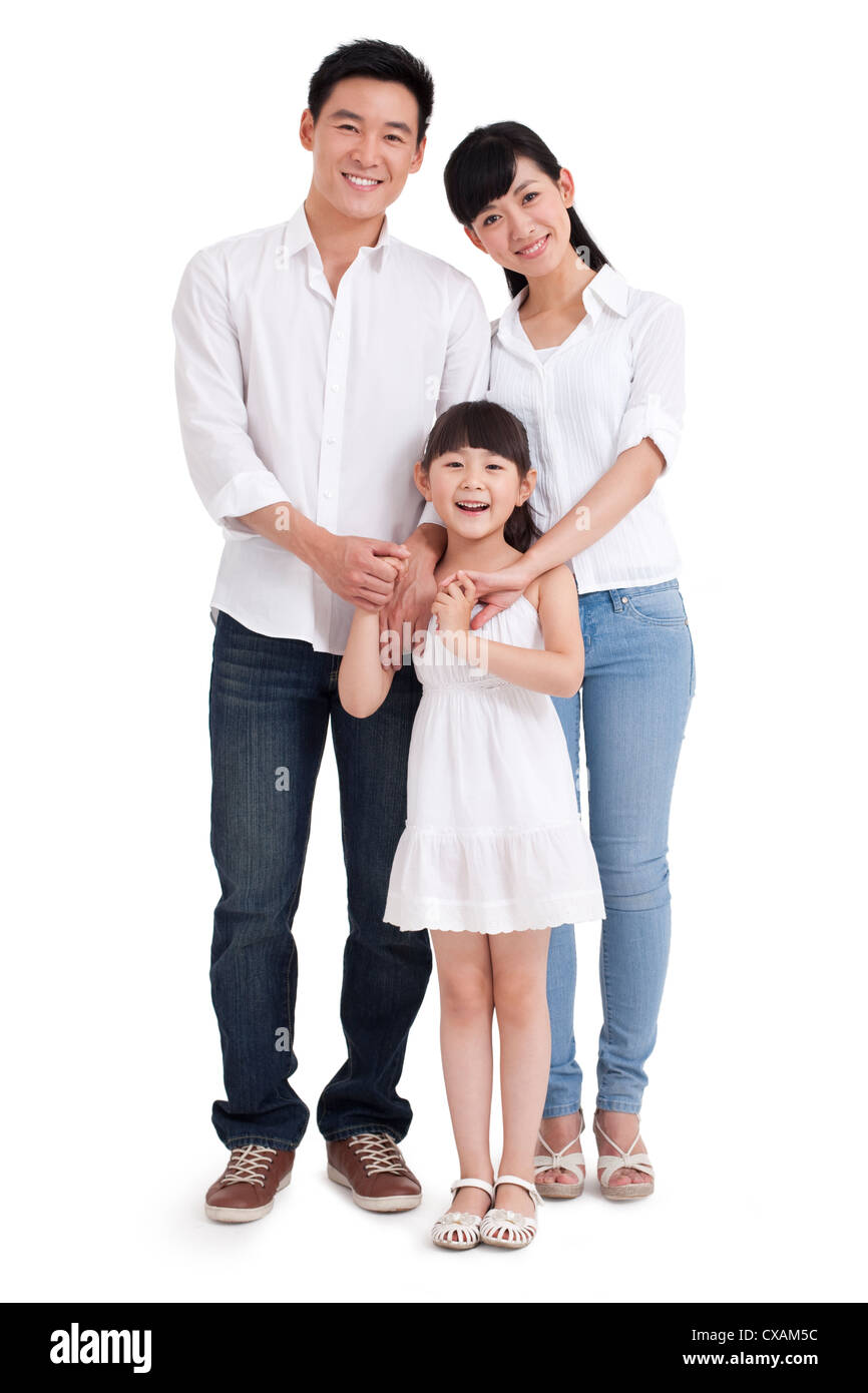 Portrait of a happy family with one child Stock Photo - Alamy