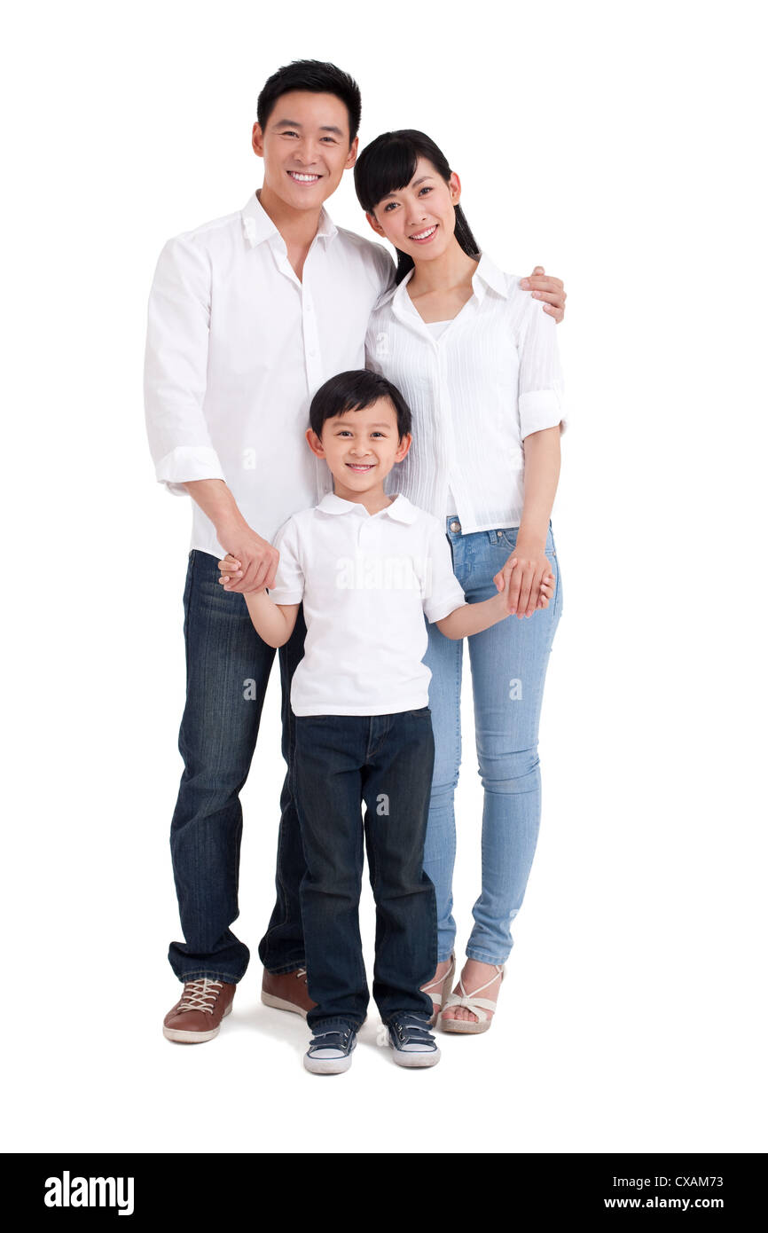 Portrait of a happy family with one child Stock Photo - Alamy
