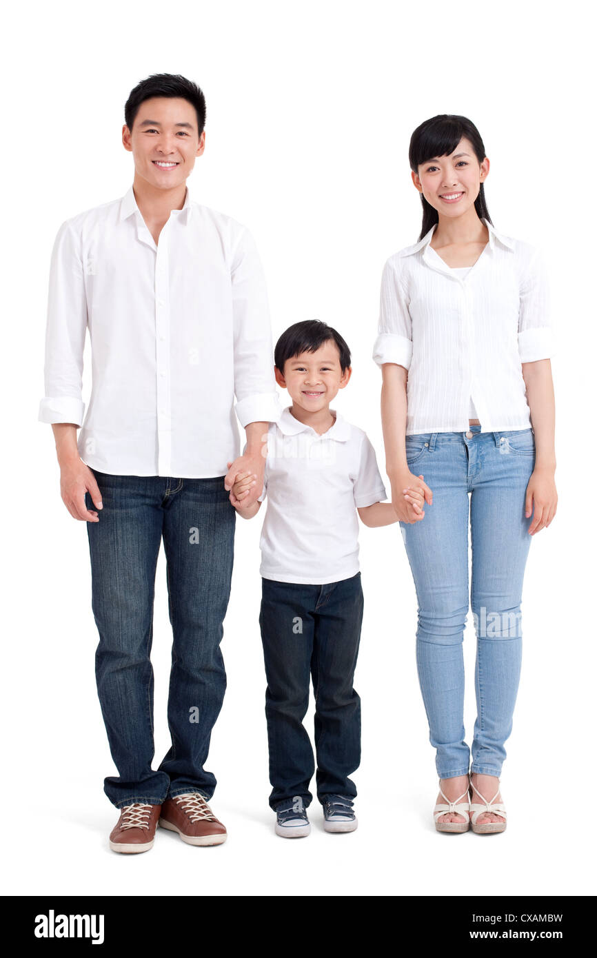 Portrait of a happy family with one child Stock Photo - Alamy