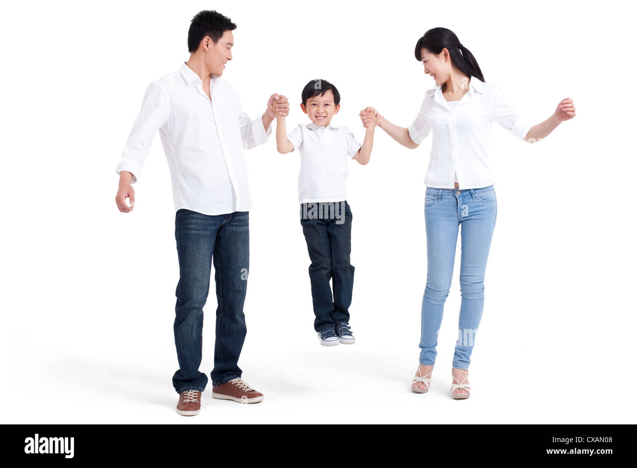 Portrait of a happy family with one child Stock Photo - Alamy