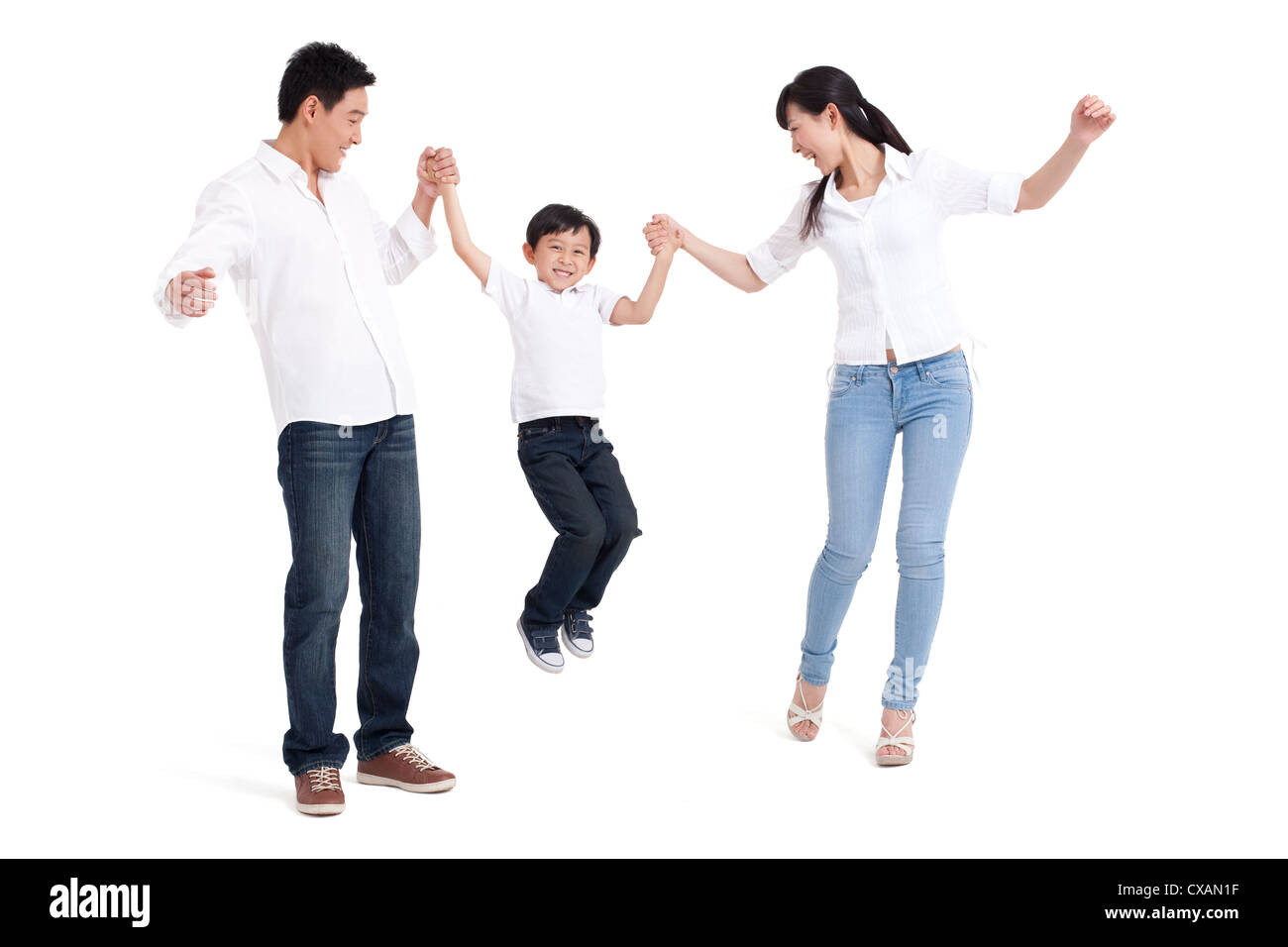 Portrait of a happy family with one child Stock Photo - Alamy