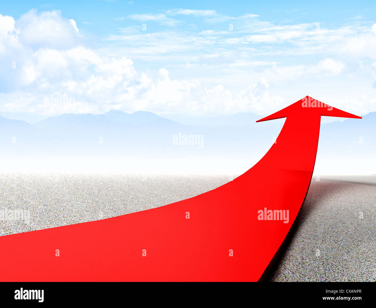3d image of huge red arrow in abstract landscape Stock Photo - Alamy