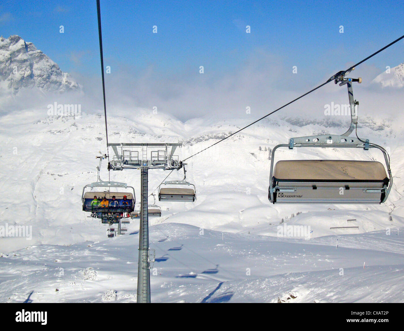 Austria, winter sports in Warth Stock Photo - Alamy