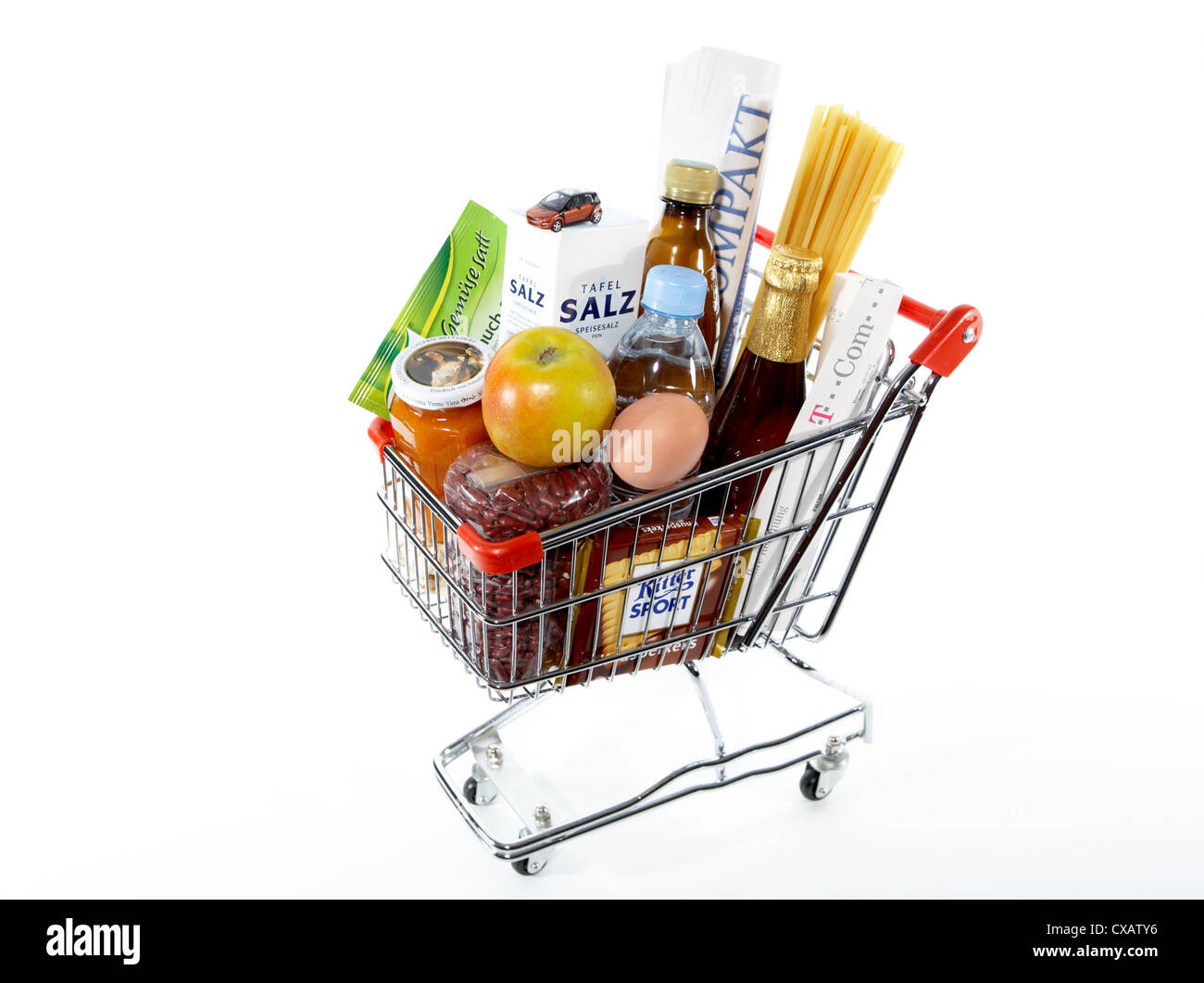 Cart with food and goods of daily use Stock Photo - Alamy