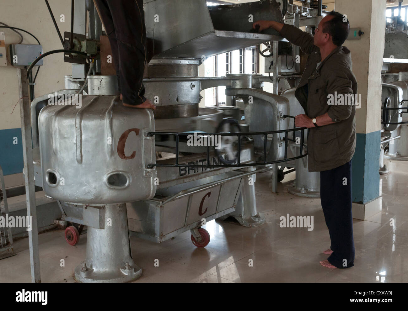 Interior of tea factory, Nepal tea is essentially identical to ...