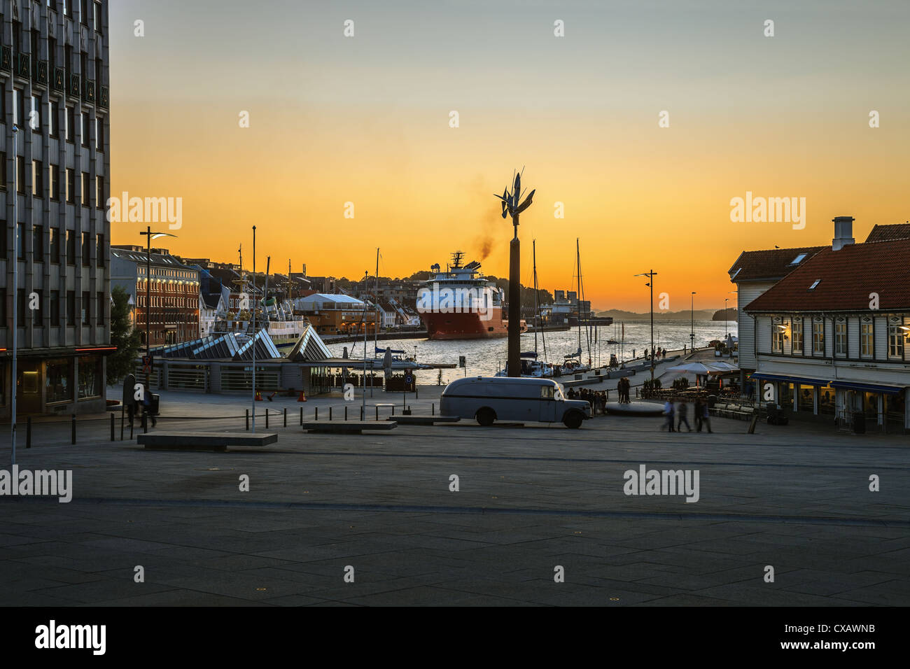 Stavanger port at sunset, Norway Stock Photo - Alamy