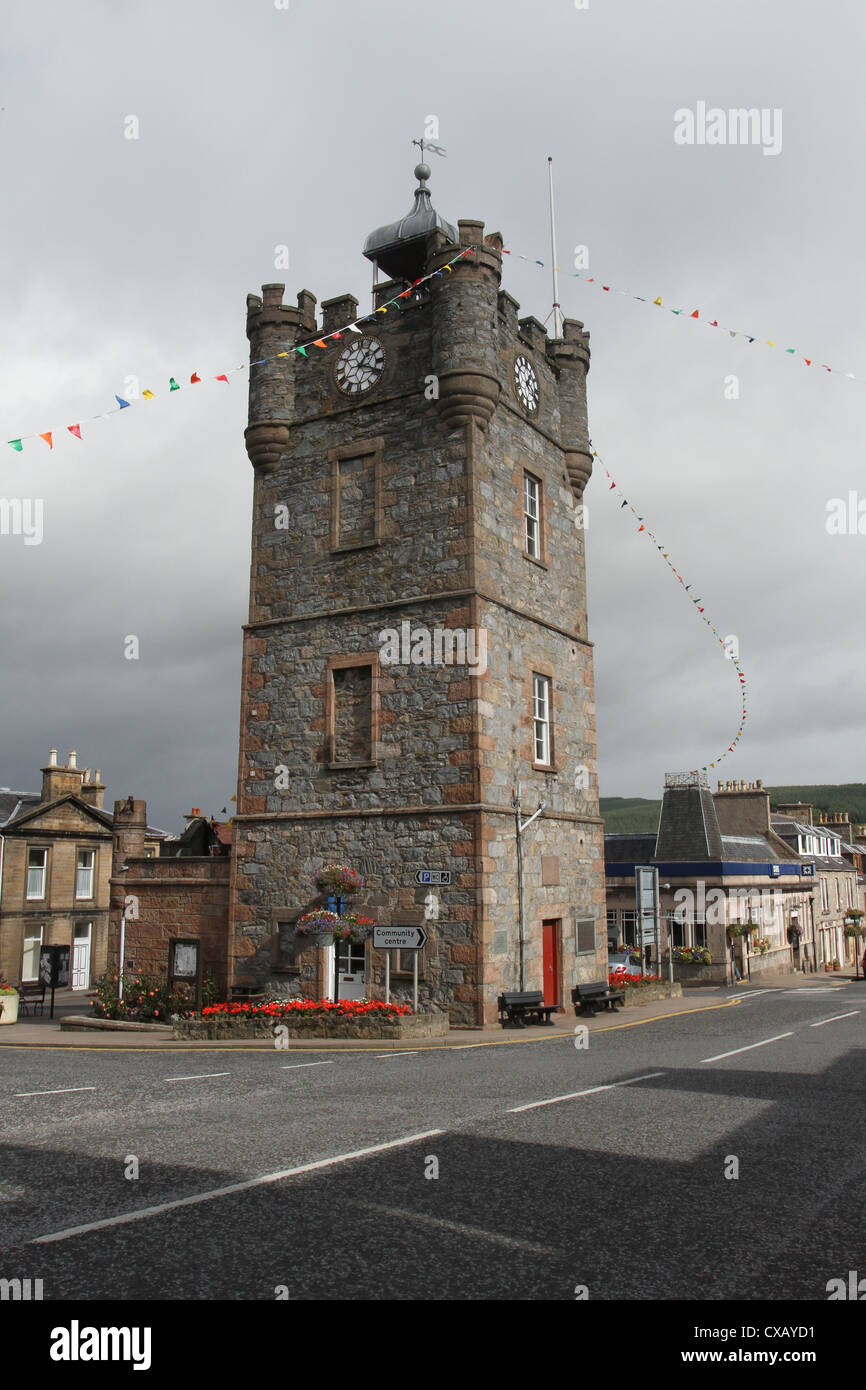 Clock tower and Tourist Information centre Dufftown Scotland September ...