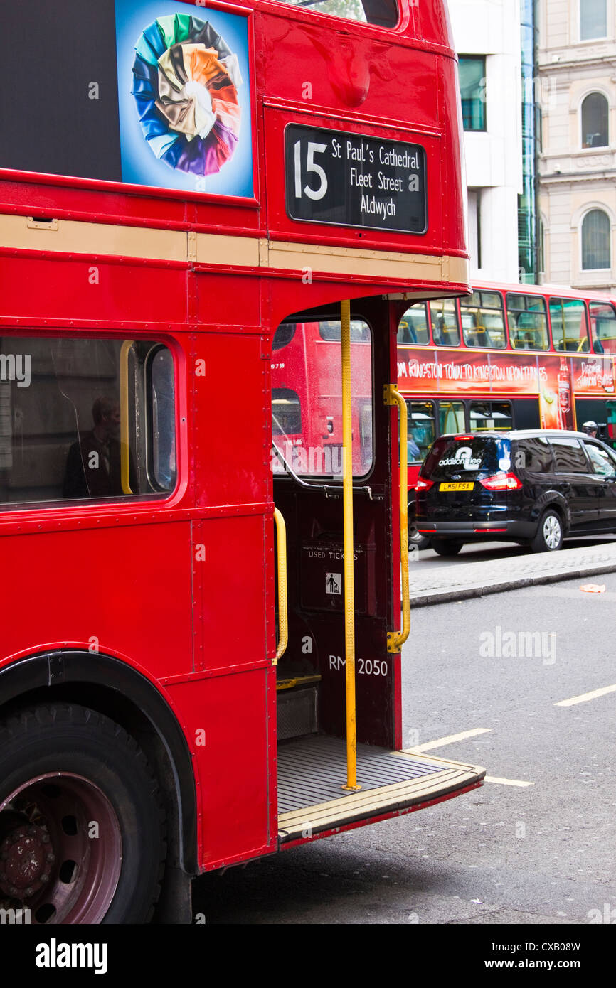 Rear platform red double decker routemaster bus hi-res stock ...