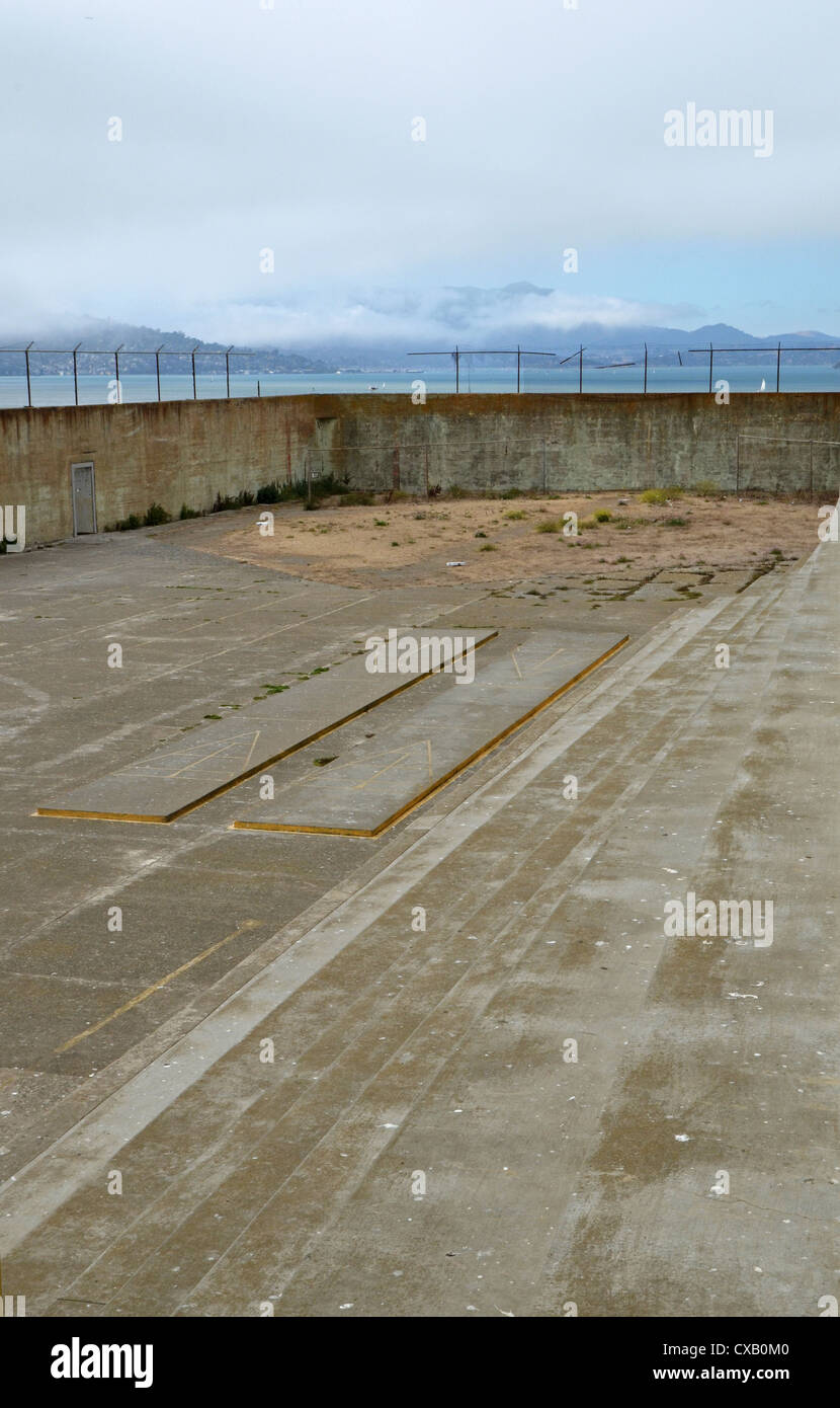 Recreation yard at Alcatraz prison, San Francisco Stock Photo - Alamy