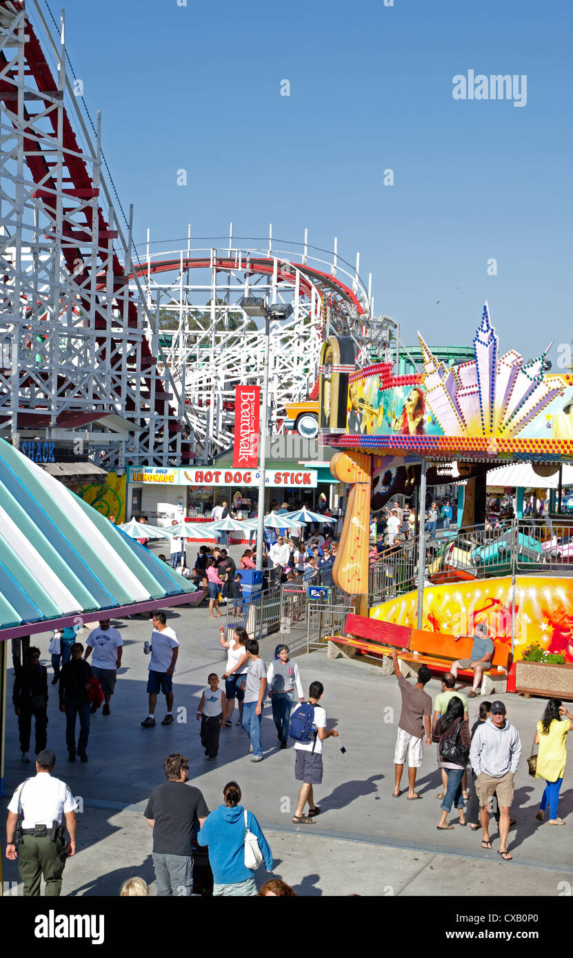 Fairground rides and crowds on Santa Cruz boardwalk, California Stock ...