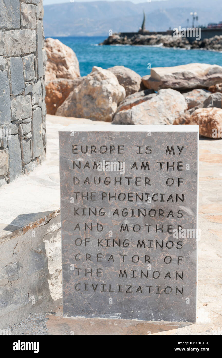 Europe, daughter of the Phoenician king Aginoras, mother of king Minos ...