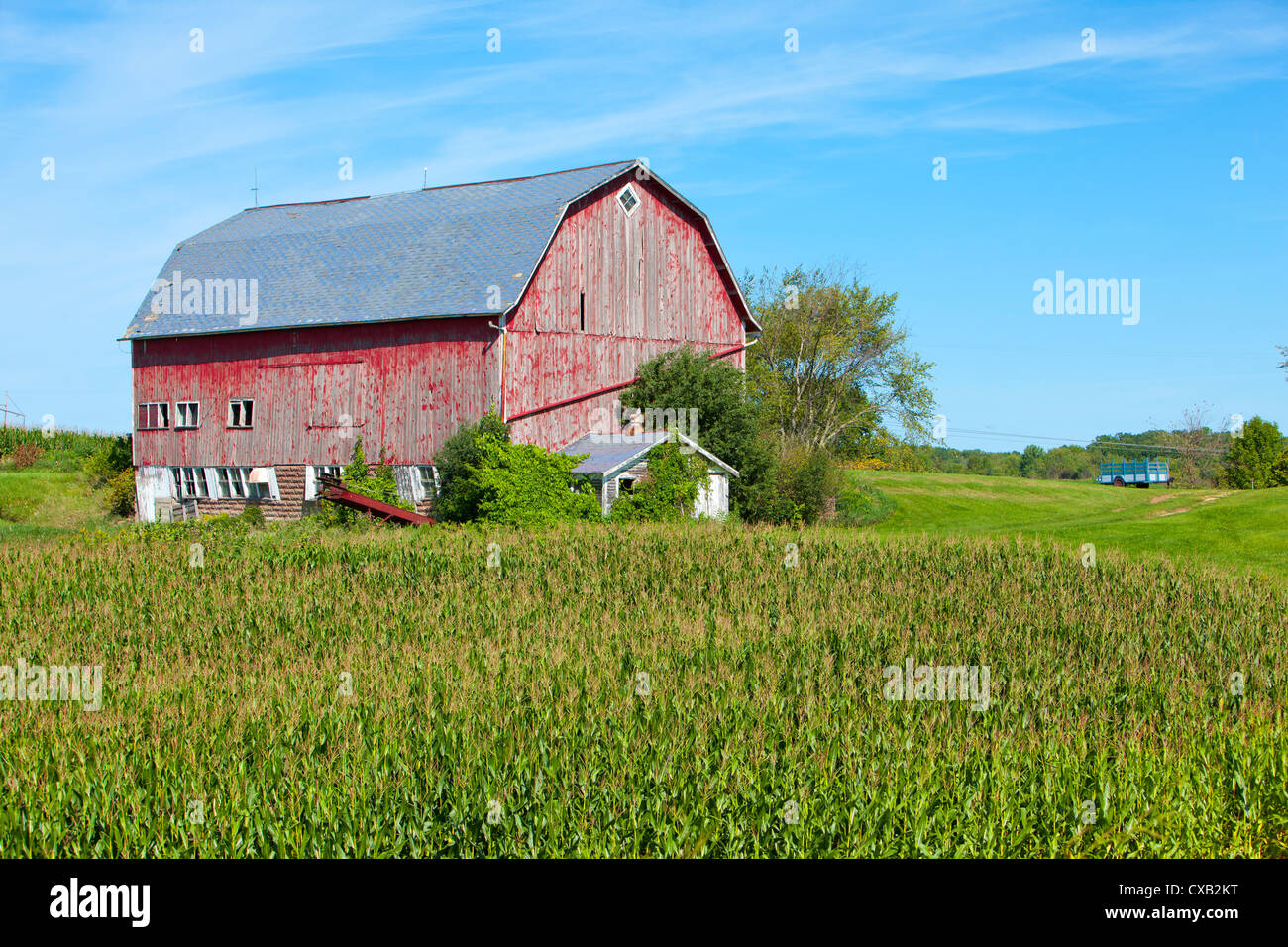 American Country Farm With Blue Sky Stock Photo - Alamy