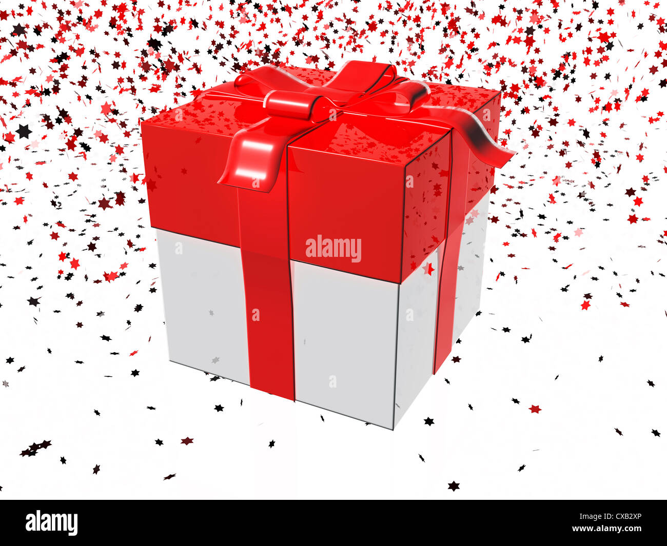Red and white gift box with red ribbon Stock Photo - Alamy