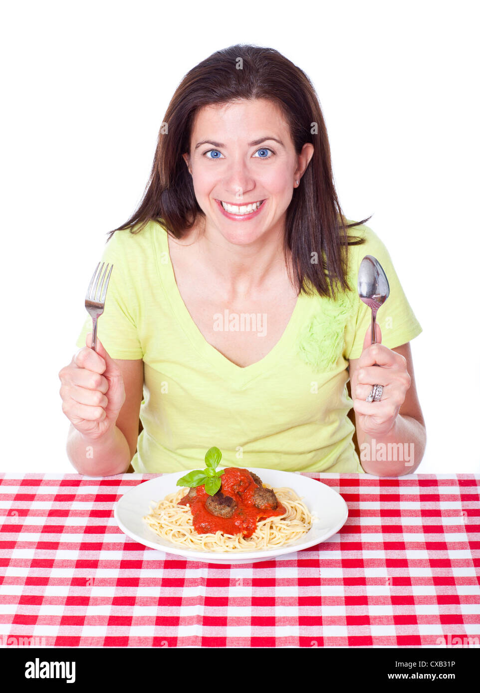 Portrait pretty hungry woman fork hi-res stock photography and images ...