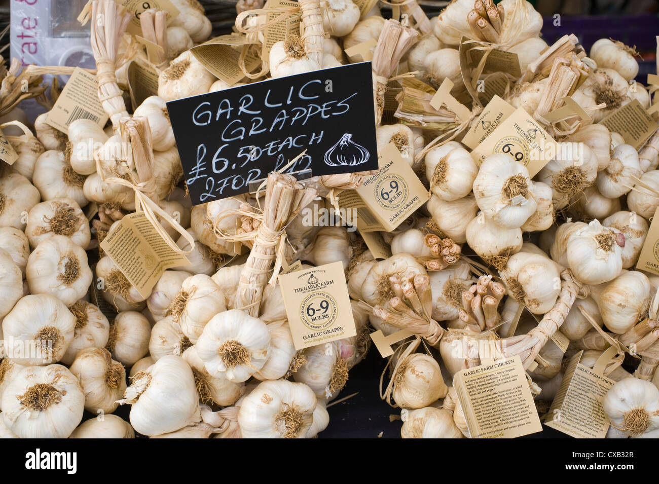Garlic bulbs from The Garlic Farm Isle of Wight for sale on stall at ...