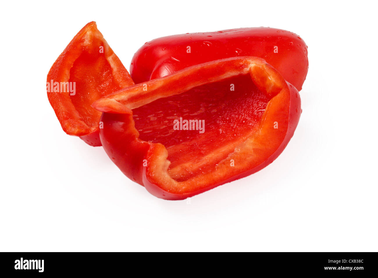 slices of red pepper bell isolated on white background Stock Photo - Alamy