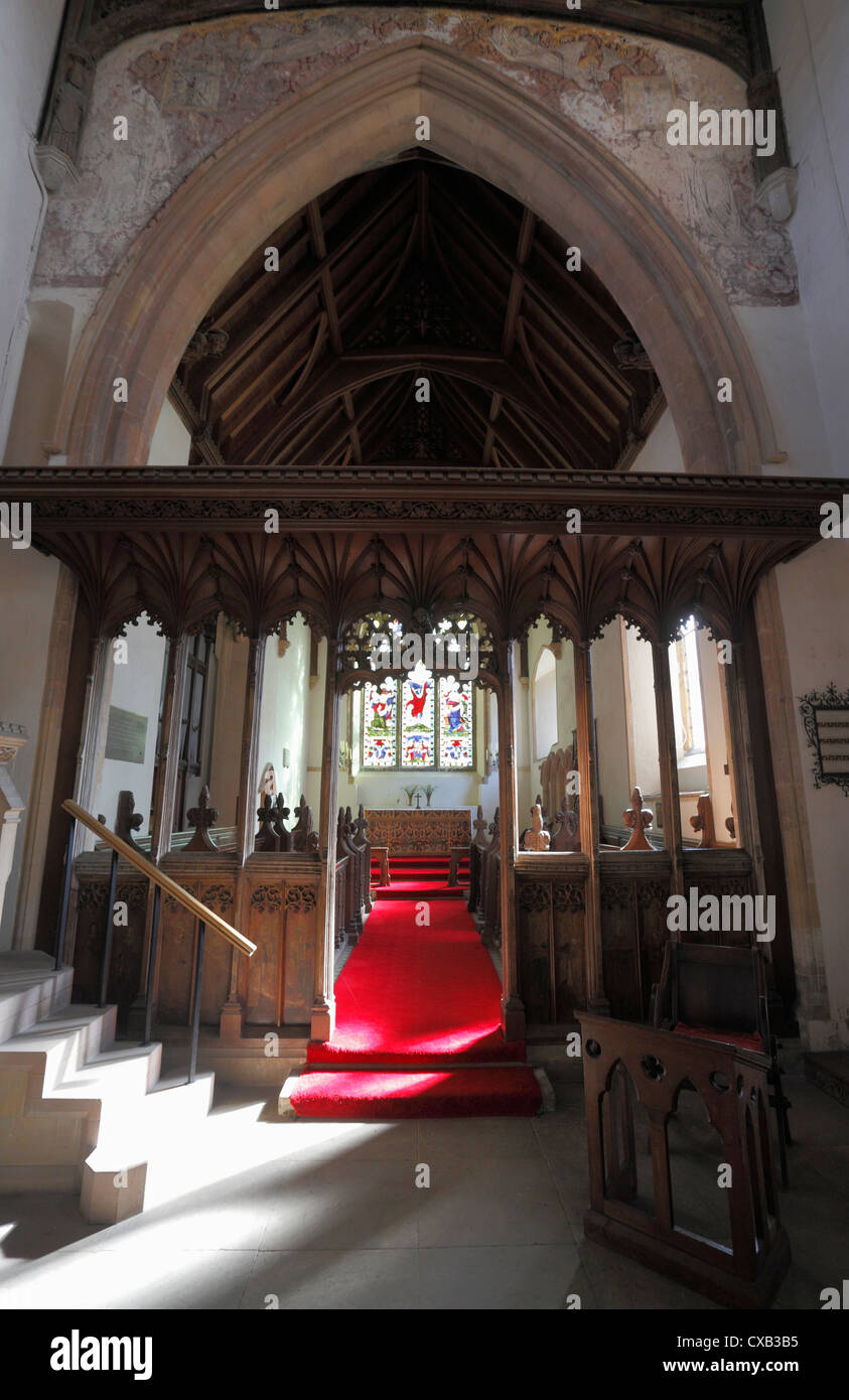 The interior of the church of St. Peter at Wolferton in West Norfolk ...