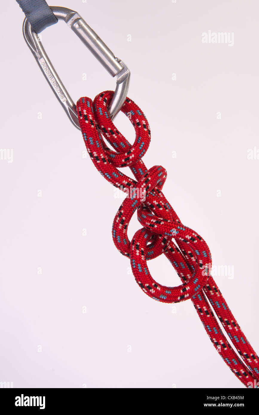 "Munter Mule Combination Hitch" knot for mountain climbing Stock Photo ...