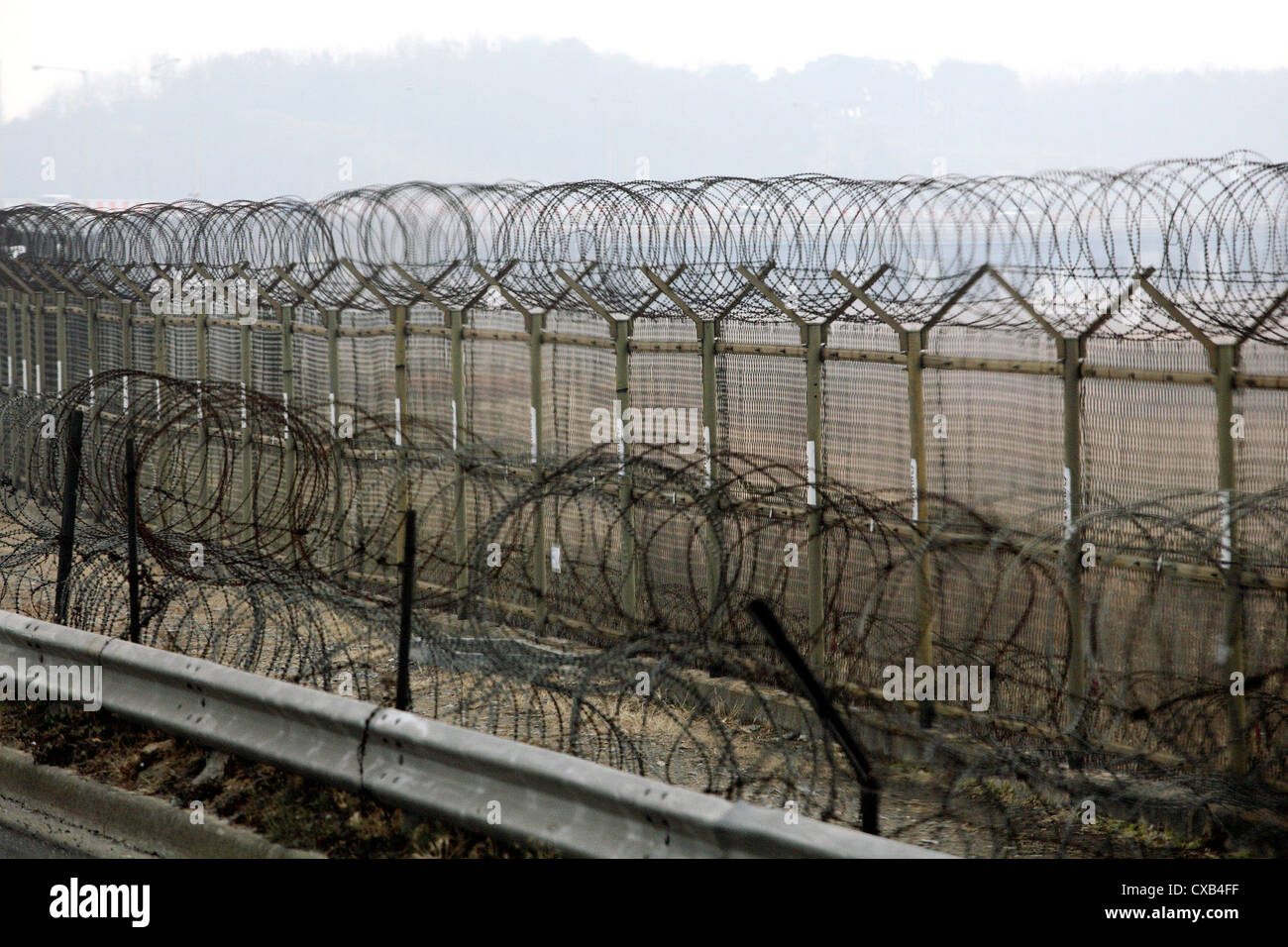 Odusan, secured with barbed wire border installations on North Korea ...