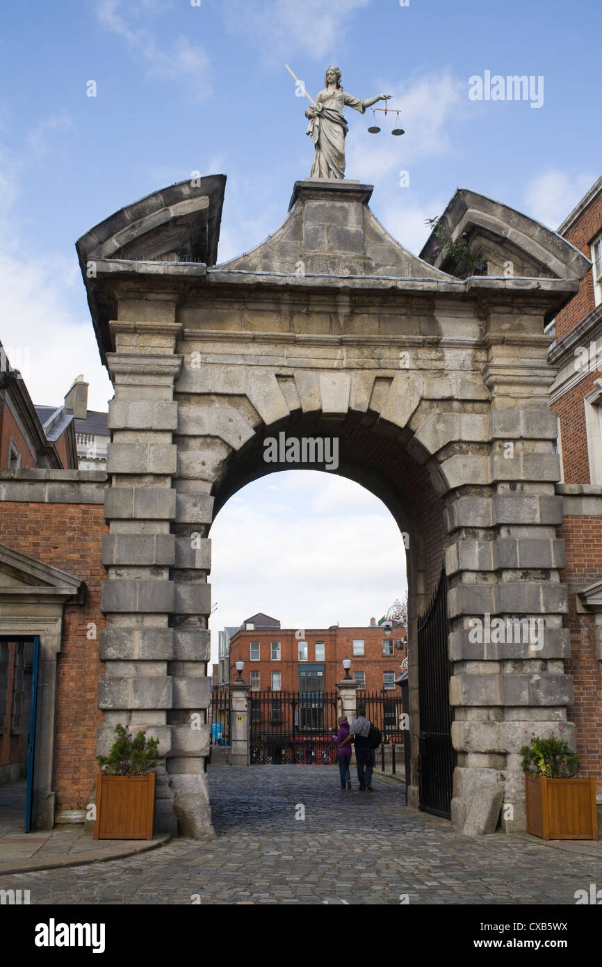 Dublin City Eire EU Justice inner arch gate in the Castle's Georgian ...