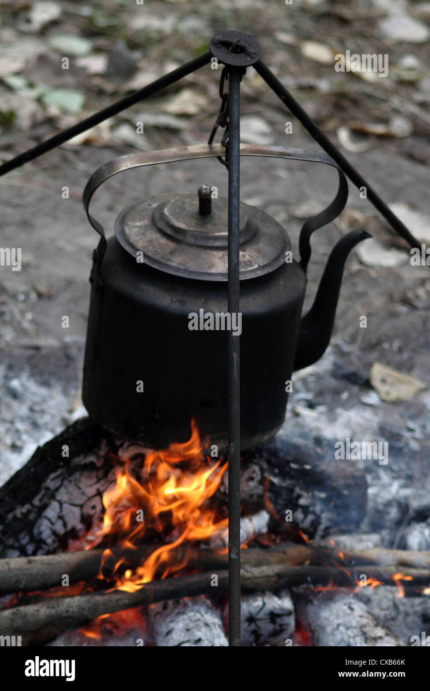 Kettle on the fire Stock Photo - Alamy