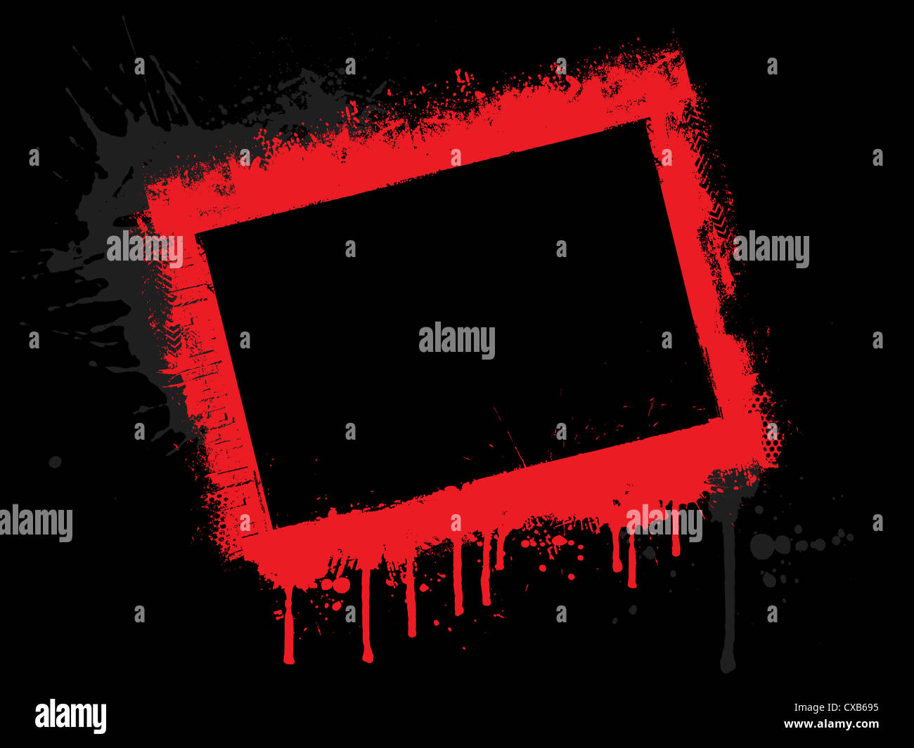 Red grunge border on black background Stock Photo - Alamy