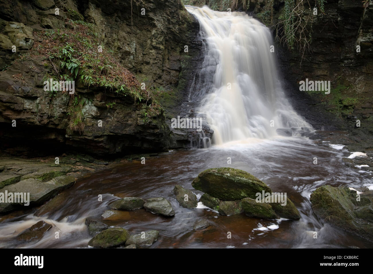 Hareshaw Linn waterfall, Bellingham, in Northumberland National Park ...