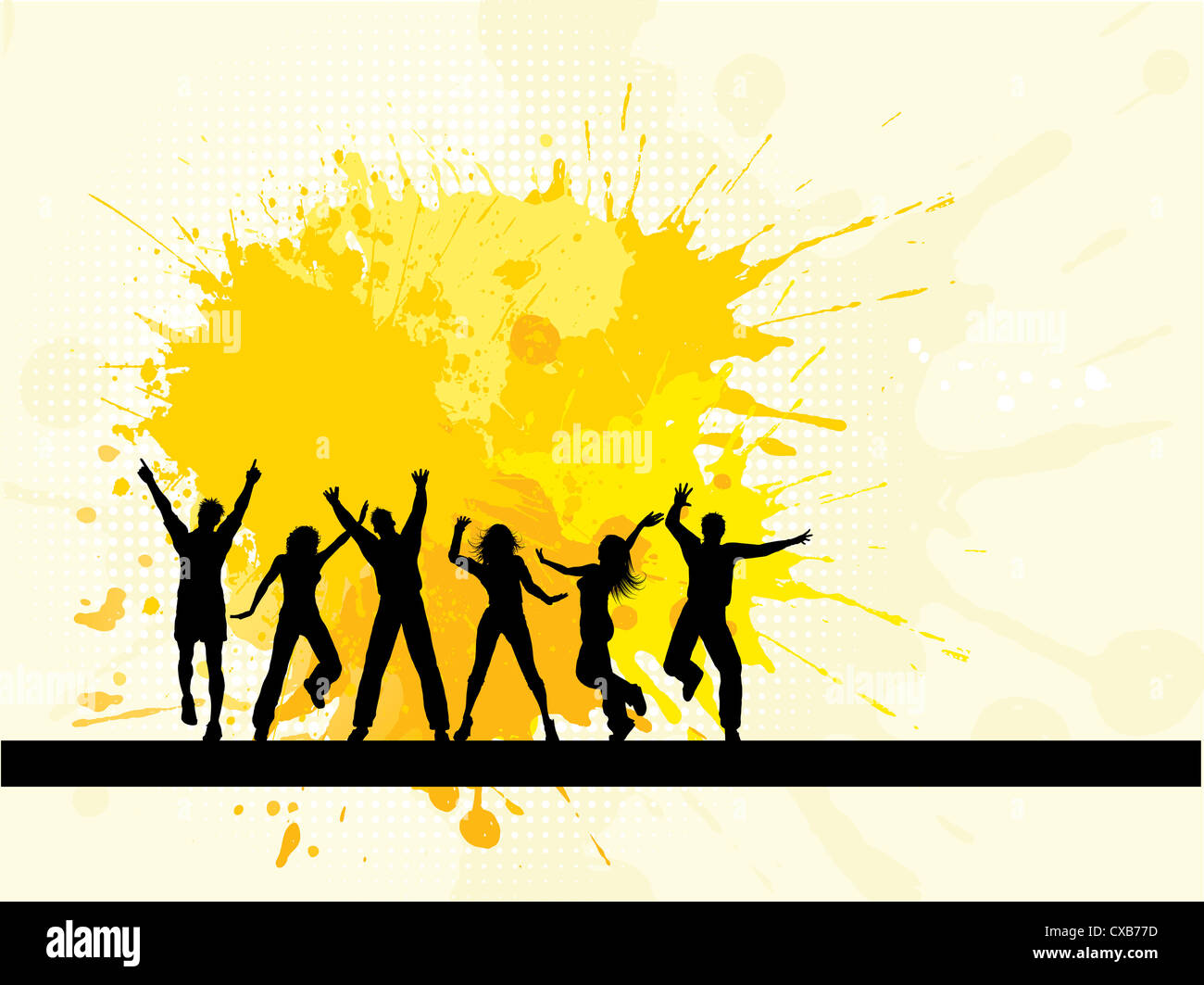 Silhouettes of people dancing on a grunge background Stock Photo - Alamy