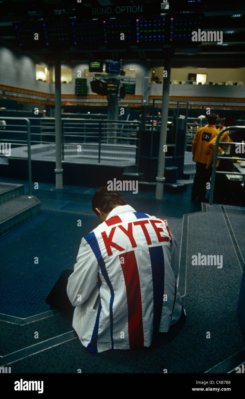 Futures and commodities traders at the LIFFE exchange during the 1990s ...