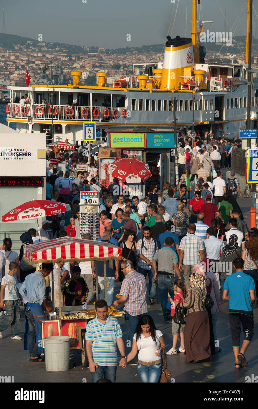 ISTANBUL, TURKEY. A busy scene at Eminonu ferry terminal. 2012 Stock ...