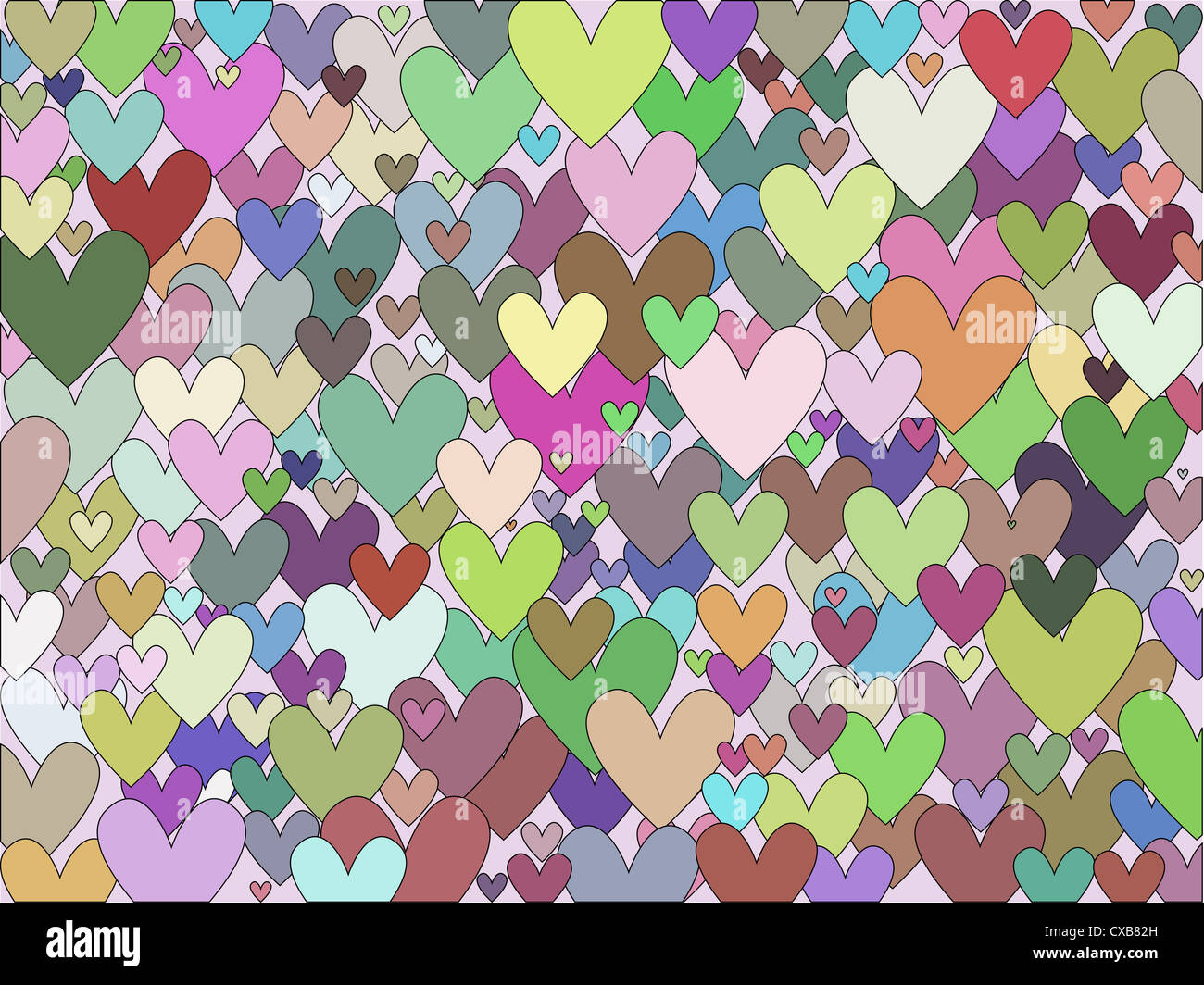 Background of many multi coloured hearts Stock Photo - Alamy