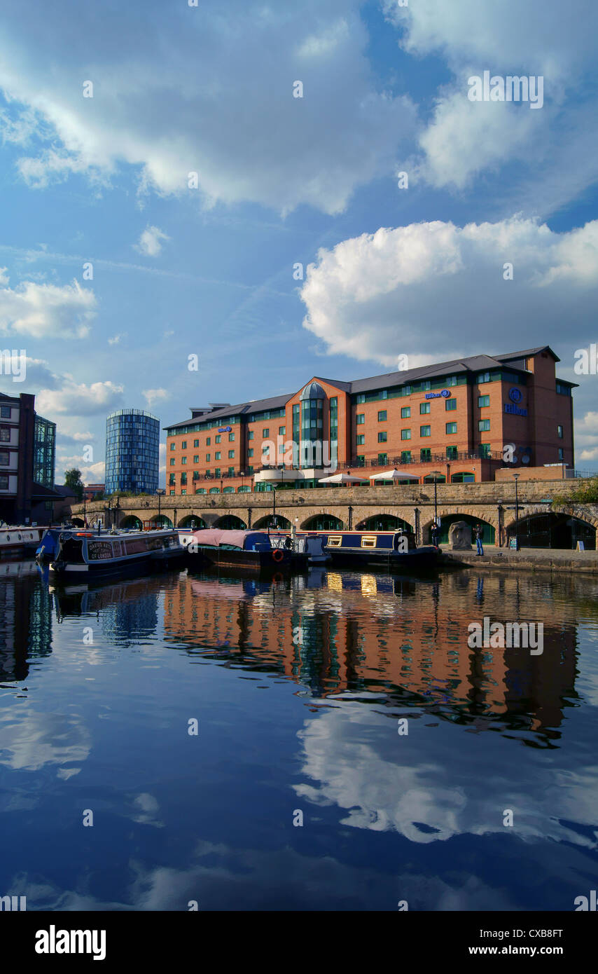 UK,South Yorkshire,Sheffield,Victoria Quays,Canal Basin,Hilton Hotel ...