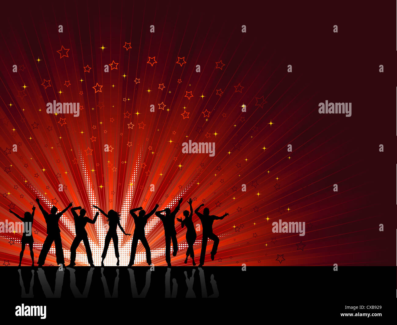 Silhouettes of people dancing on a starry background Stock Photo - Alamy