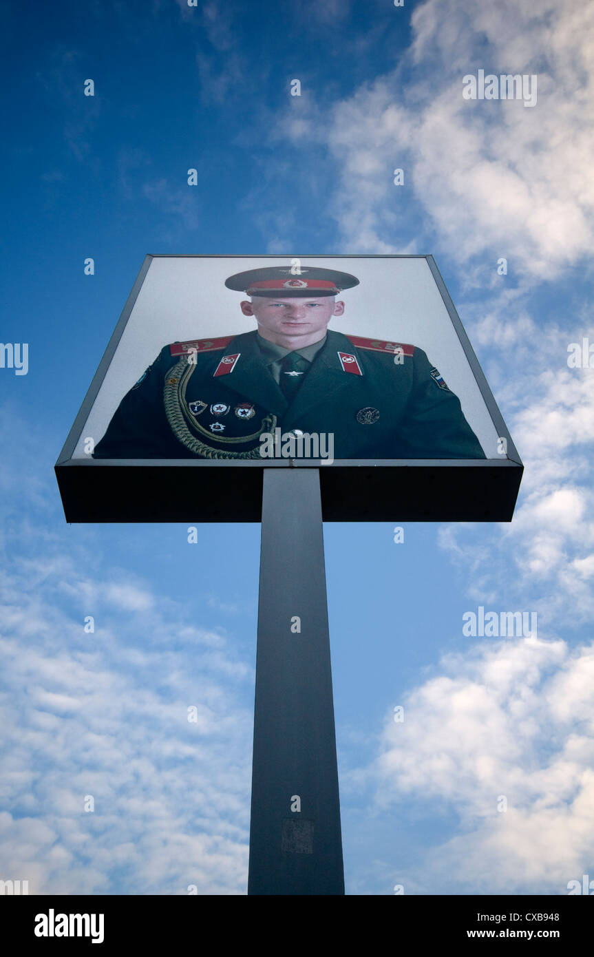 Portrait of a Russian soldier at Checkpoint Charlie in Berlin, Germany ...