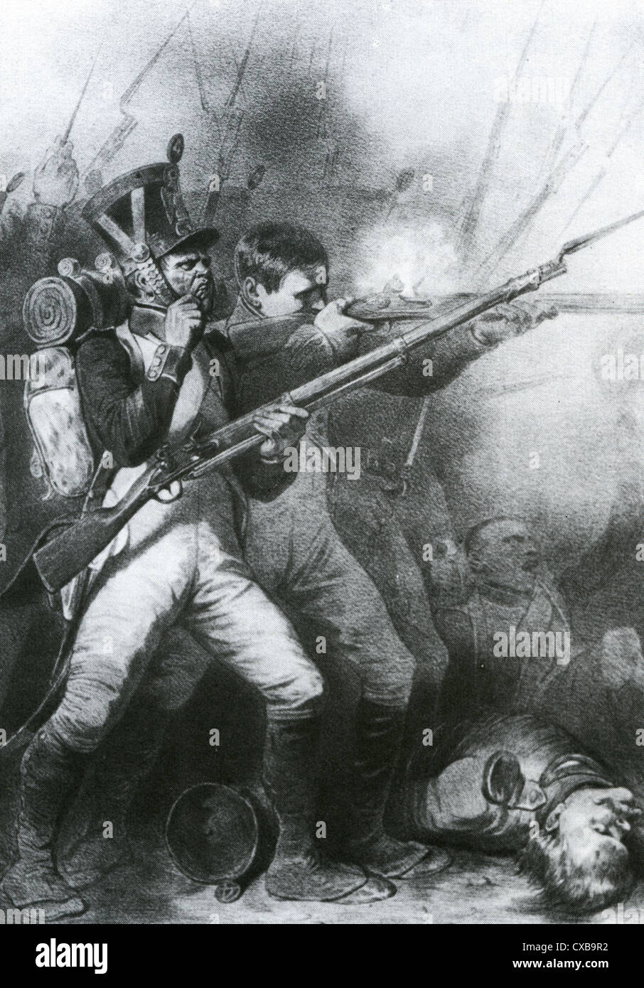 NAPOLEONIC WARS French infantry in Saxony in 1813 with nearest soldier ...