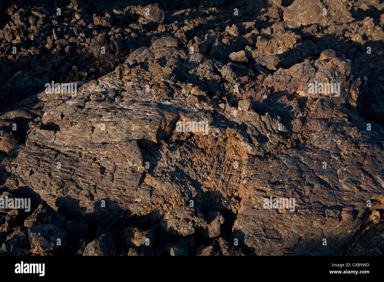 Streaked surface of pahoehoe lava, Craters of the Moon National ...