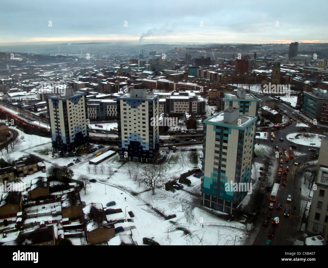 Bad weather conditions in Sheffield city after snowfall in February ...