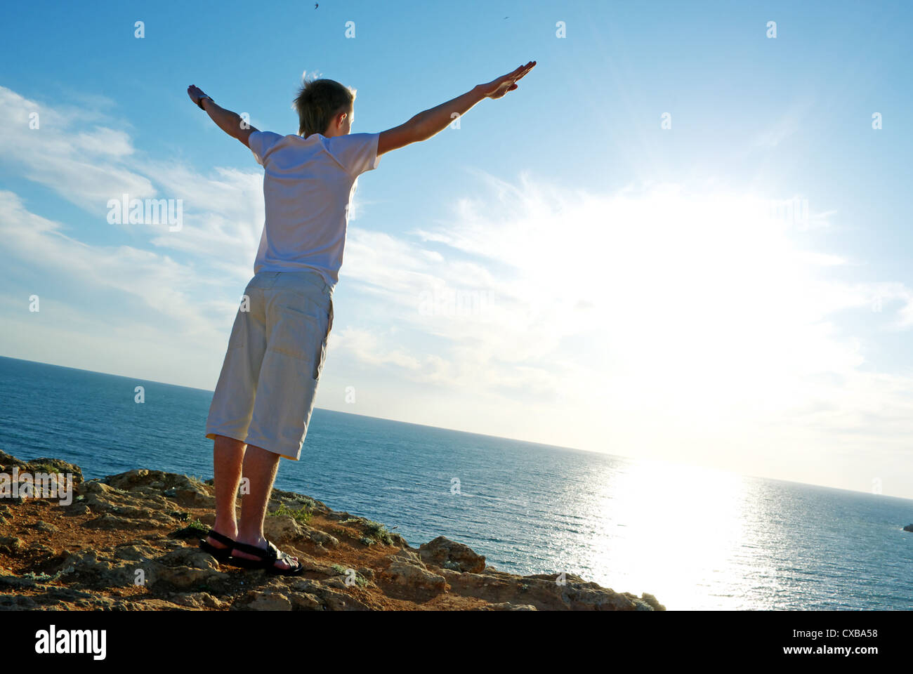 Sunset and man. Element of design Stock Photo - Alamy