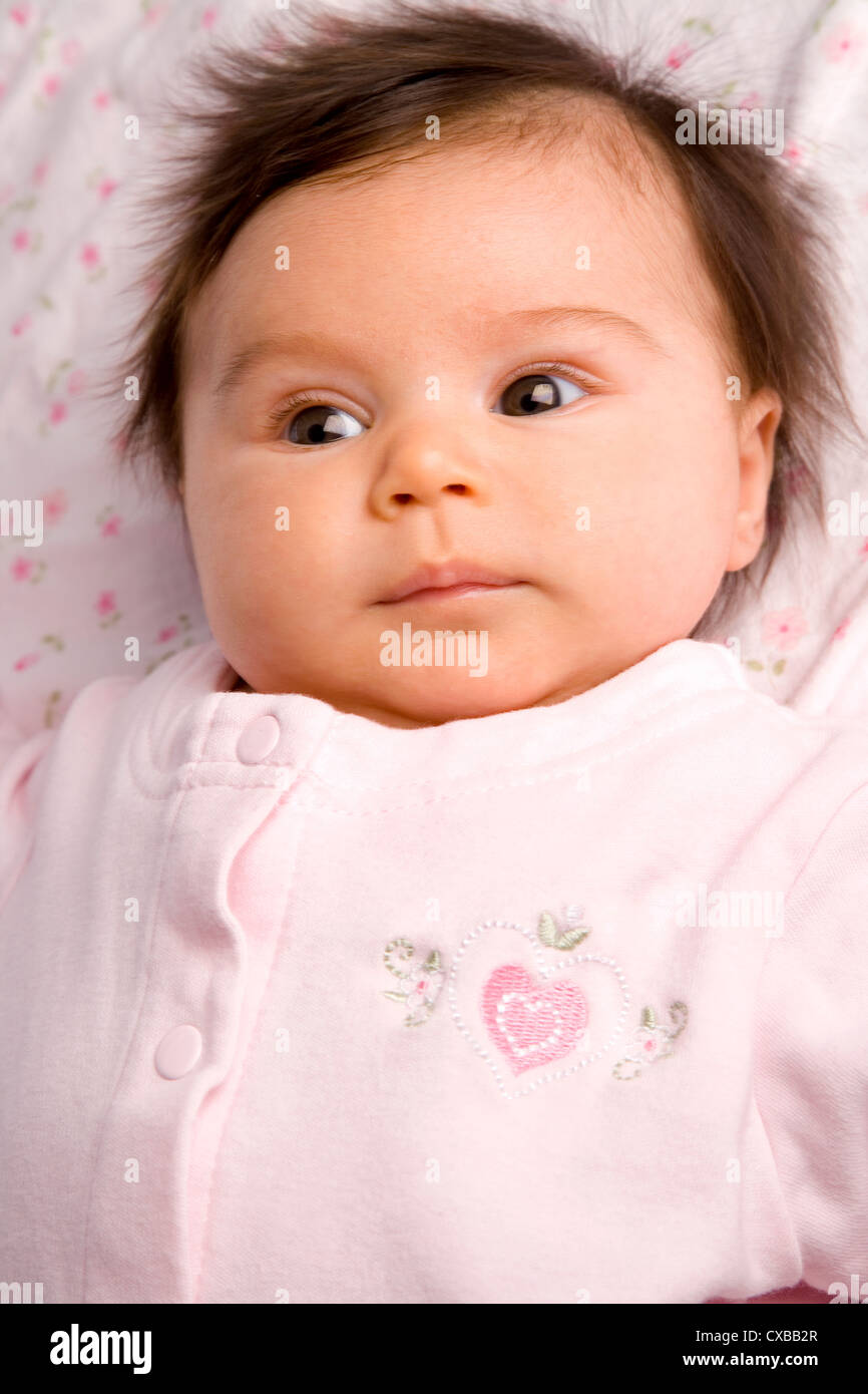 close up portrait of a newborn baby lying on back Stock Photo - Alamy