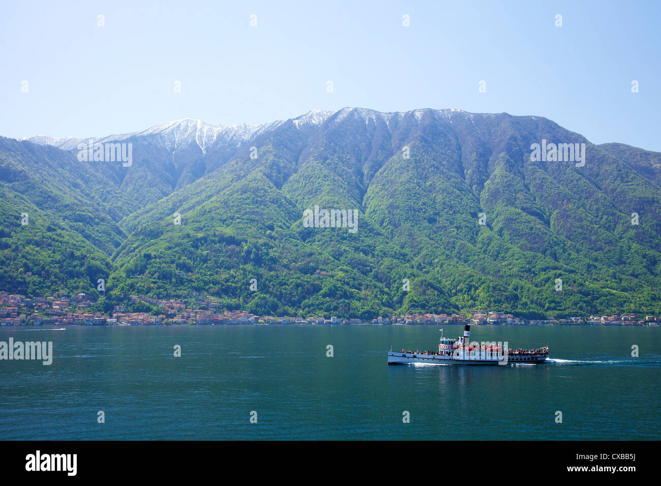 Steamer ferry boat Milano on Lake Como in spring sunshine, Italian ...
