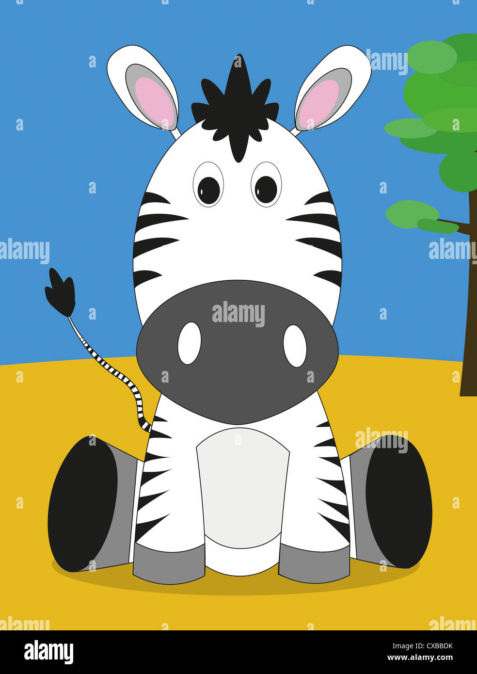 Cartoon illustration zebra sitting hi-res stock photography and images ...