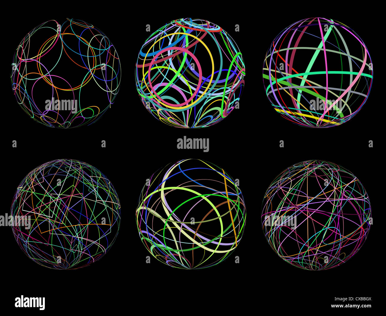 Various designs of scribble spheres in multi colours Stock Photo - Alamy