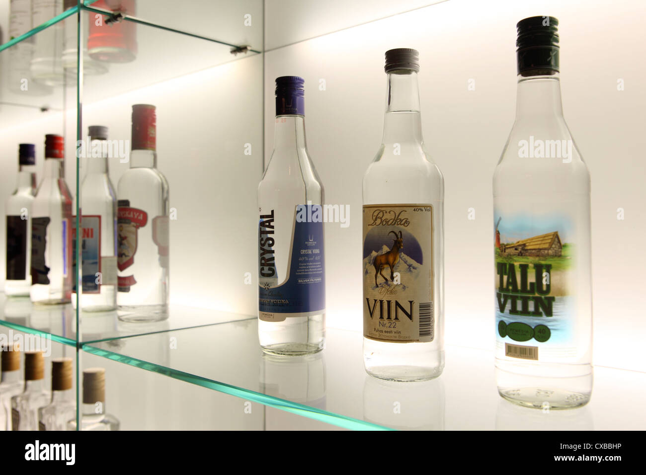 Vodka bottles on display in the Vodka Museum at Vihula Manor Country ...