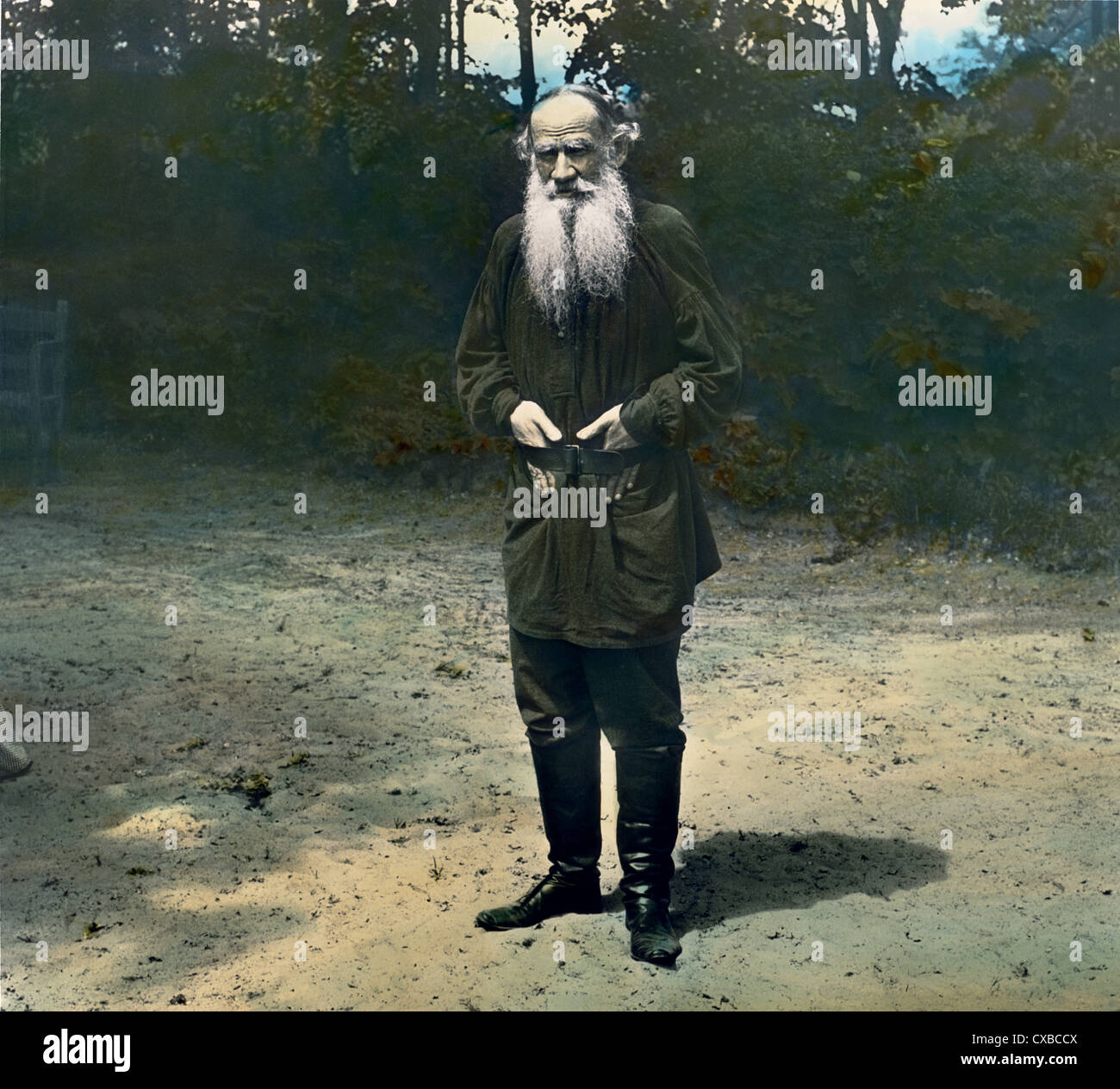 Colorized portrait of Russian writer Count Leo Tolstoy, born Lev ...