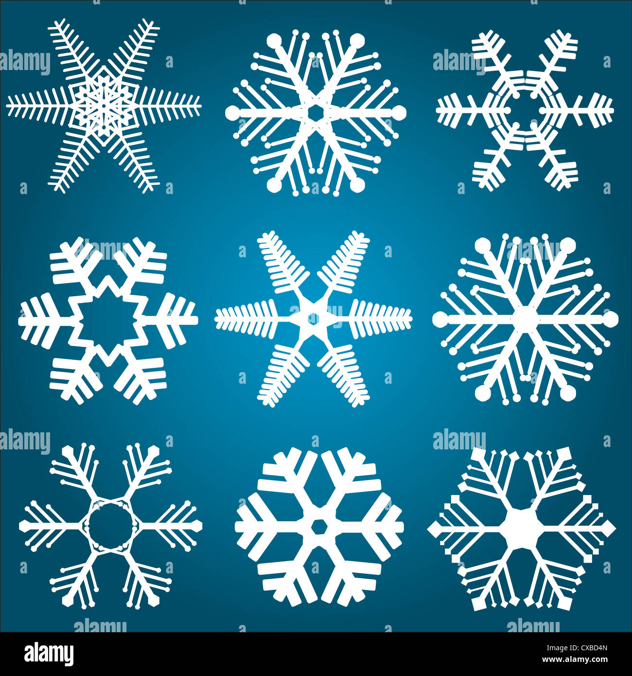 A collection of nine different snowflake designs Stock Photo - Alamy
