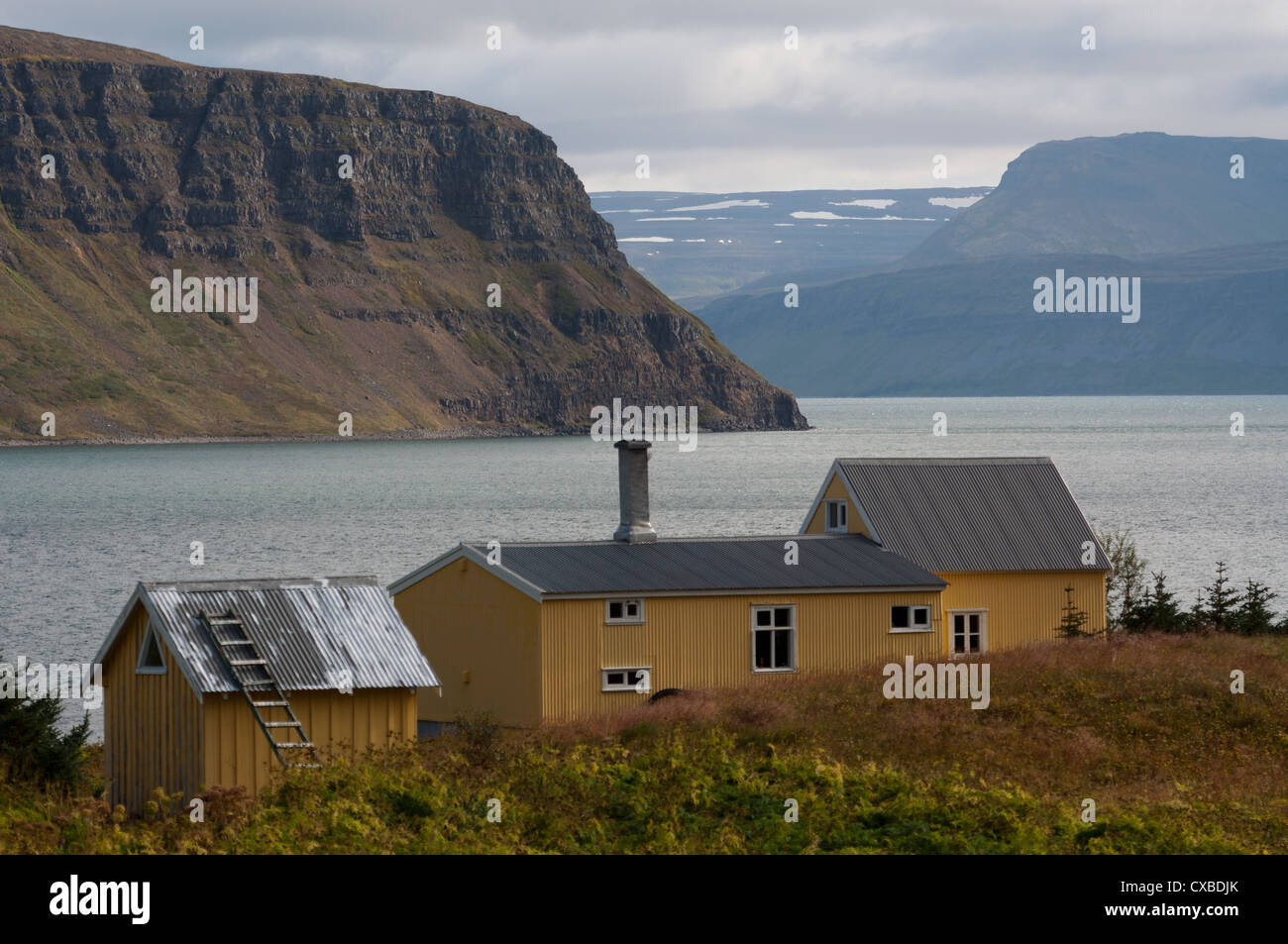 A photograph of the Old houses in the abandoned village of Hesteyri in ...
