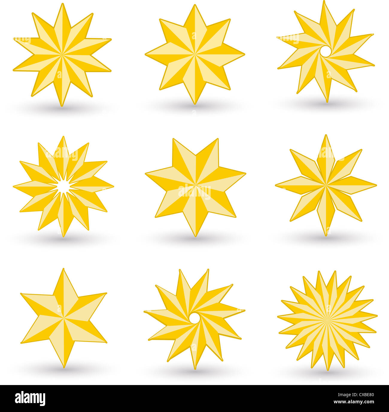 Collection of various designs of gold star icons Stock Photo - Alamy