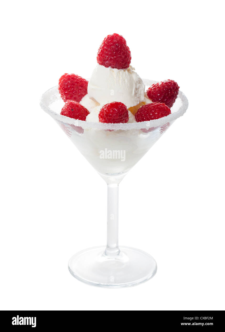 Ice Cream with Raspberries, isolated on white Stock Photo - Alamy